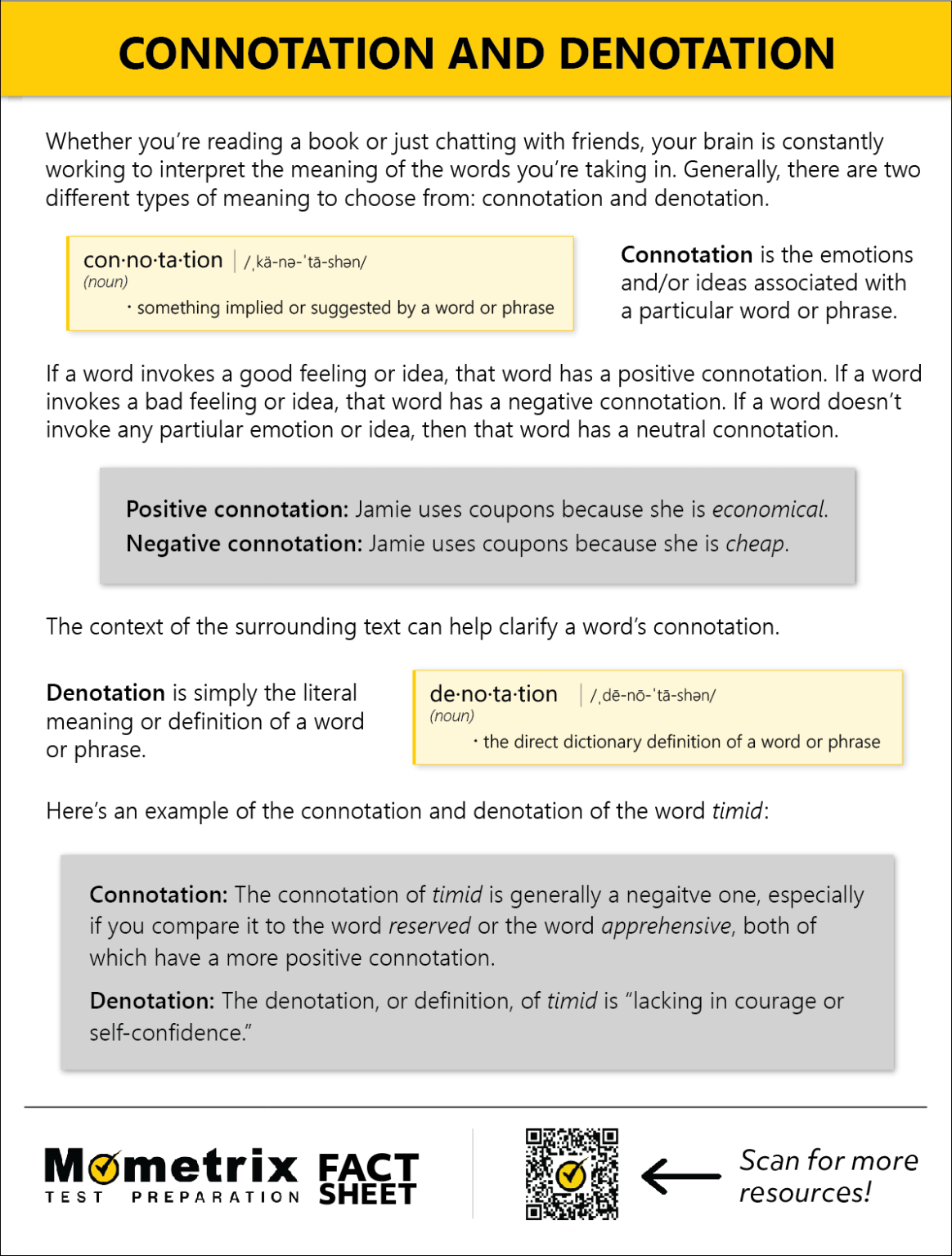 Denotation and Connotation (Review Video & Fact Sheet)